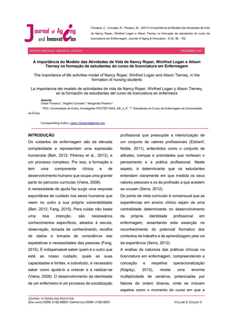 The importance of life activities model of Nancy Roper, Winfred Logan ...